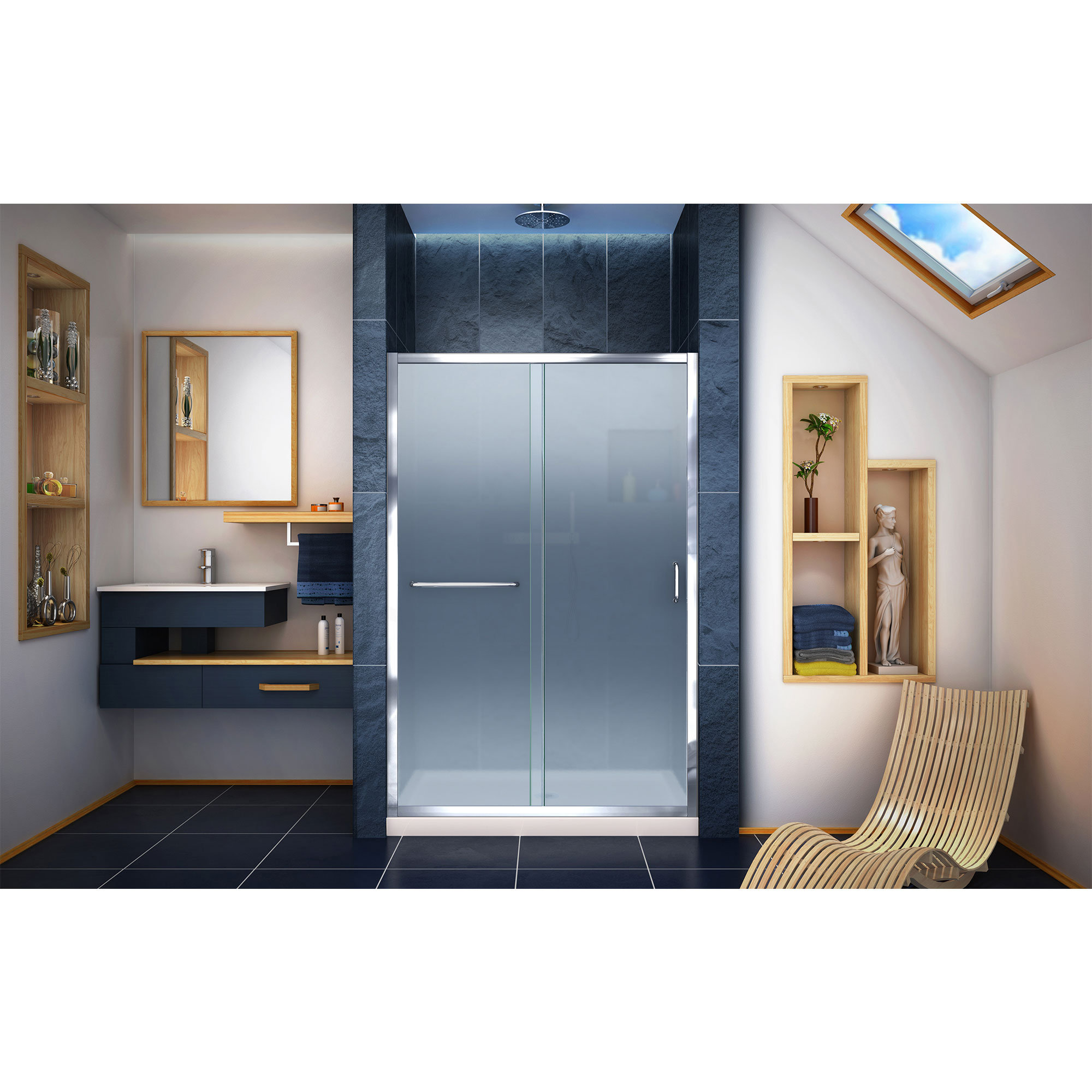 DreamLine Infinity-Z 48" W x 74.75" H Semi-frameless Rectangle Sliding ...