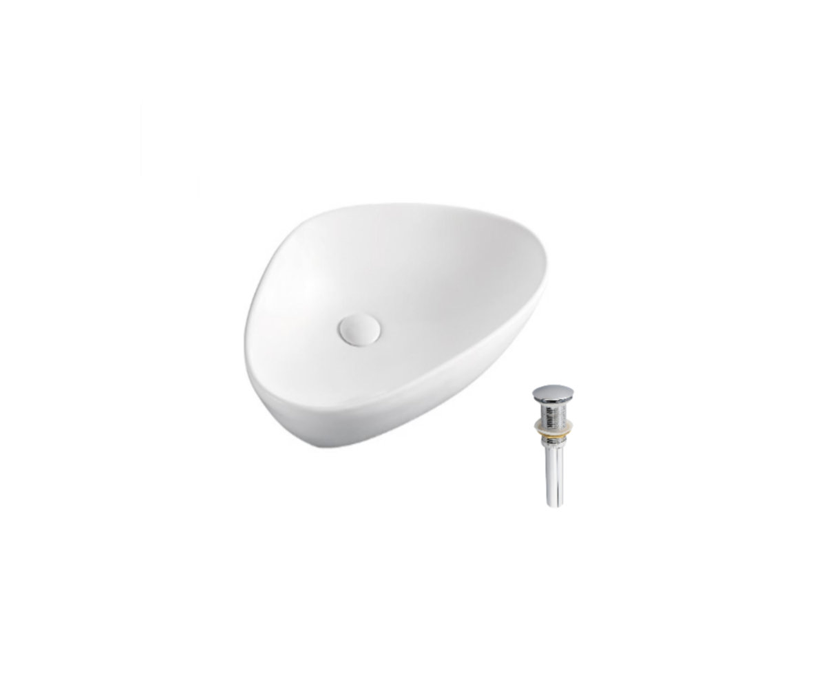 DROP Bath and Kitchen Ceramic Triangular Vessel Bathroom Sink | Wayfair