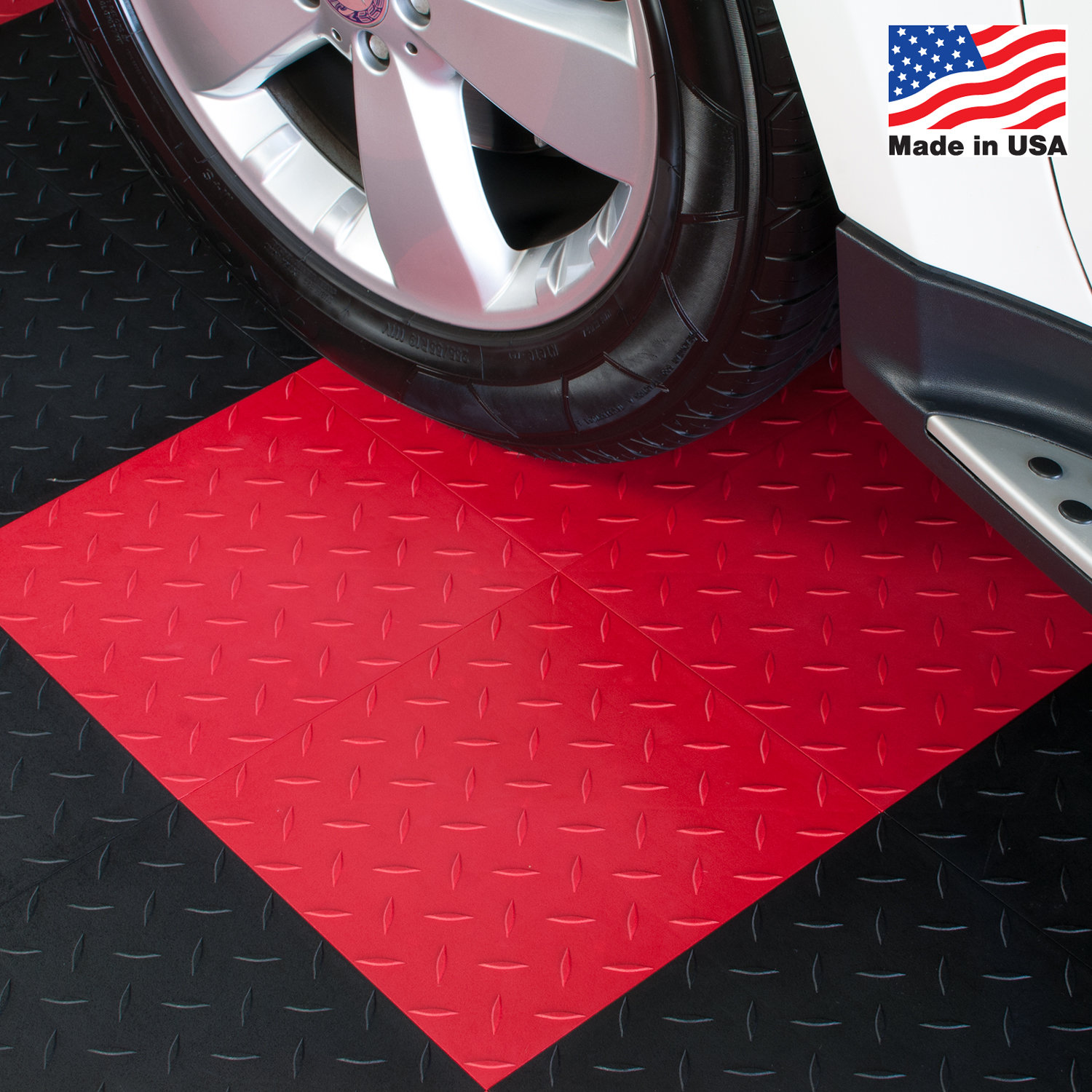 BlockTile 12" x 12"Garage Flooring Tile in Red | Wayfair