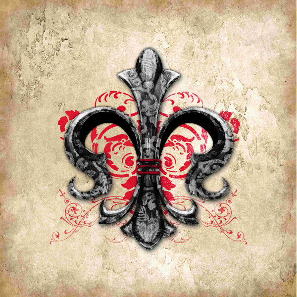 Fleur De Lis Living Damask Fleur - Wrapped Canvas Print | Wayfair