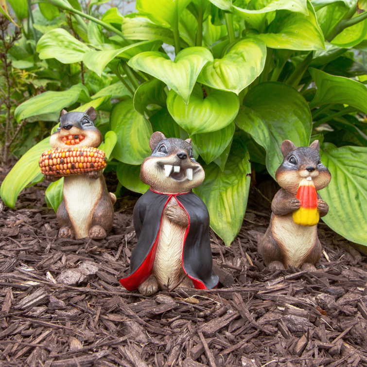 Trinx Navona Indoor/Outdoor 6-inch Fall Chipmunks 3 Piece Figurines ...