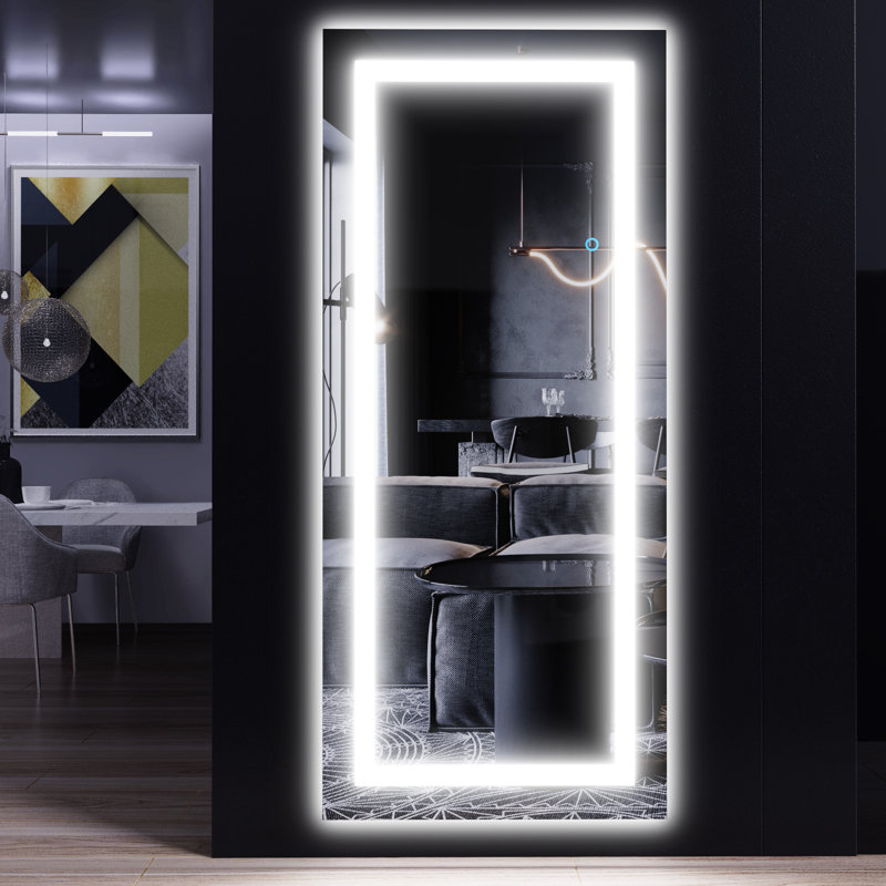 Wrought Studio Daivian Rectangle LED Metal Wall Mirror | Wayfair