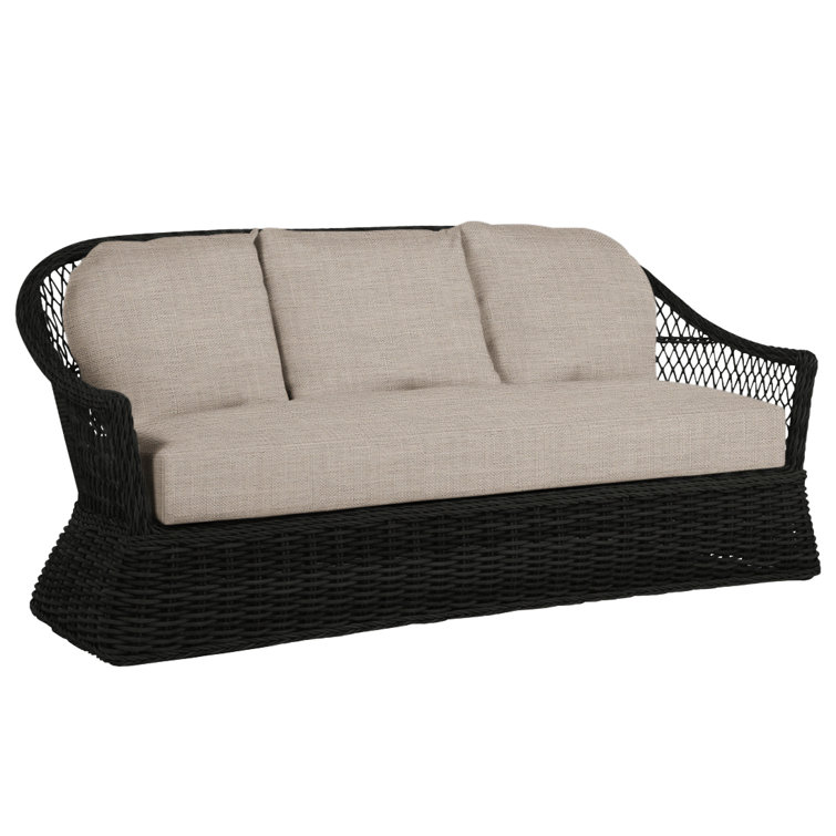 Summer Classics Soho 81.75" Wide Outdoor Wicker Patio Sofa with ...