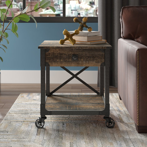Williston Forge Ruthton 23.11'' Tall Wheel End Table with Storage ...
