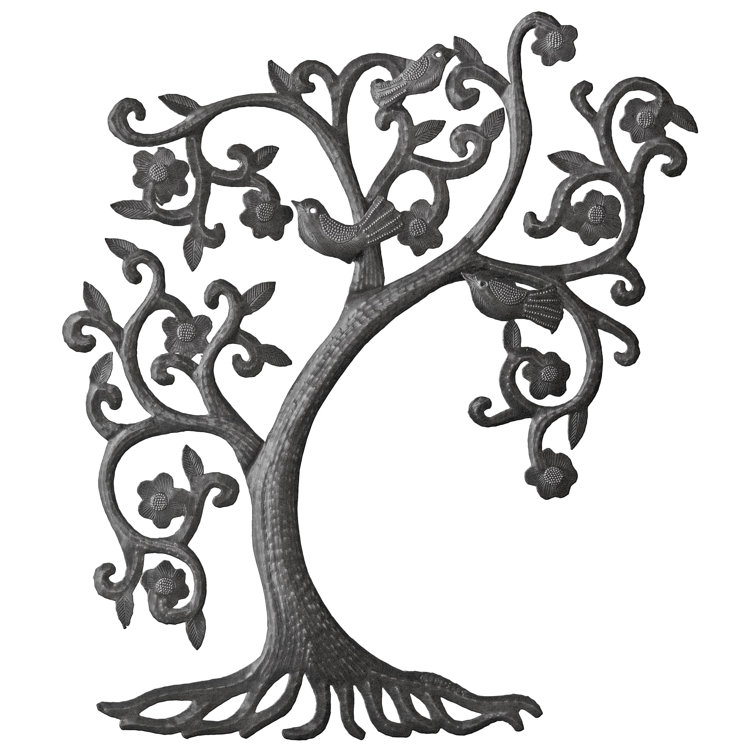 Red Barrel Studio® Filigree Tree with 3D Birds Wall Décor | Wayfair