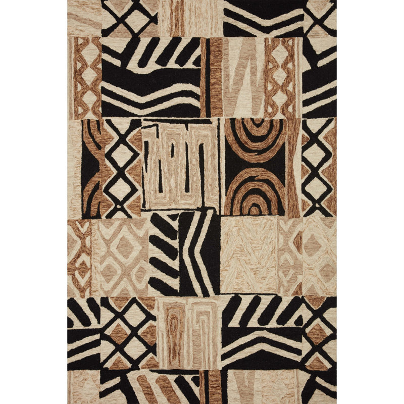 Union Rustic Brinson Handmade Hand Tufted Wool Brown/Black/Cream Rug ...