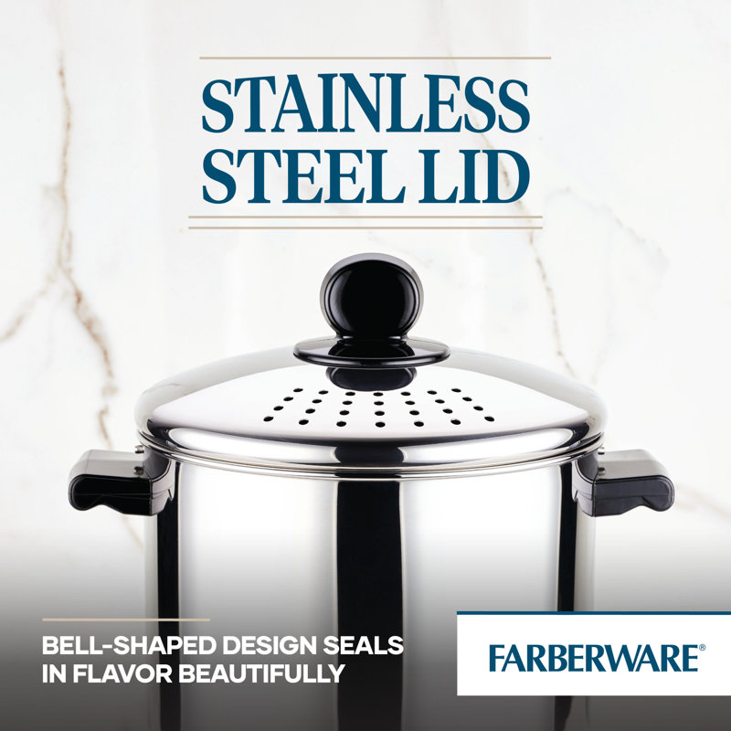 Farberware Classic Stainless Steel 8-Quart Covered Straining Stockpot ...