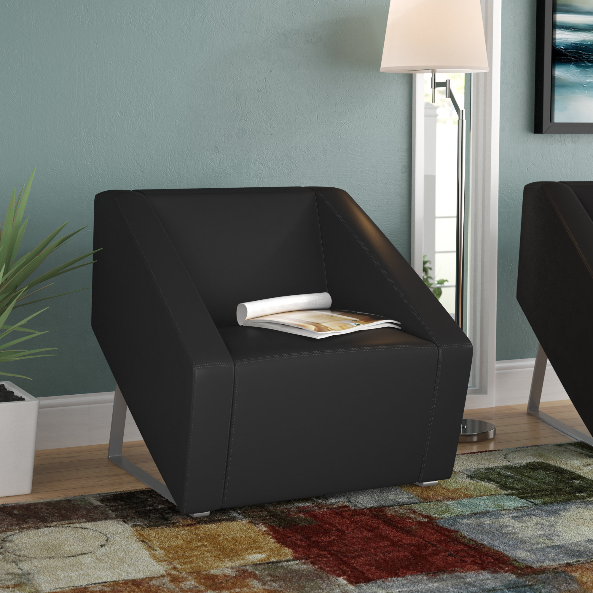 Ivy Bronx Beninga LeatherSoft Lounge Chair with Triangular Shaped Base ...