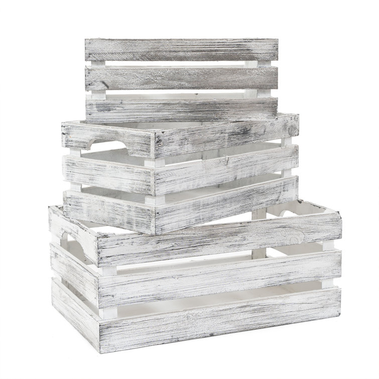 Gracie Oaks 3 Piece Wood Crate Set & Reviews | Wayfair