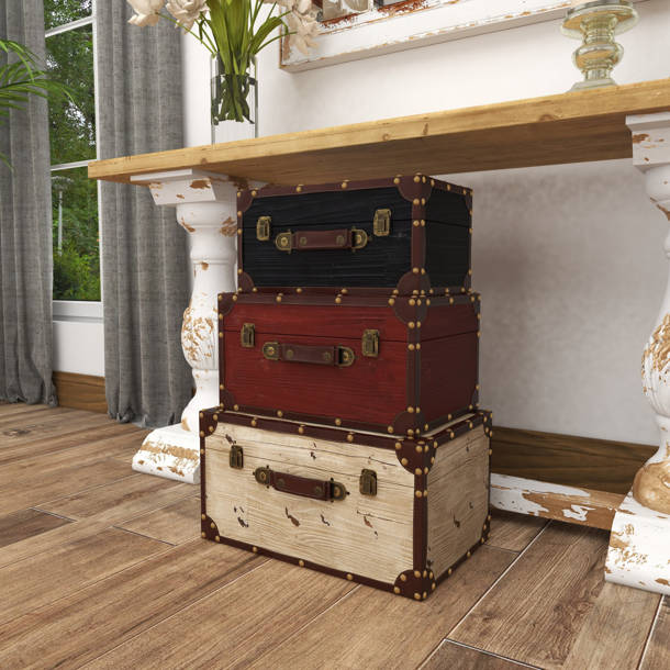 Breakwater Bay Naz 3 Piece Vintage Trunk Set & Reviews | Wayfair
