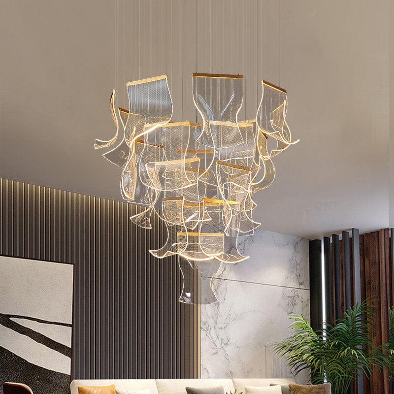 Orren Ellis Omicron 24 - Light Acrylic LED Tiered Chandelier | Wayfair