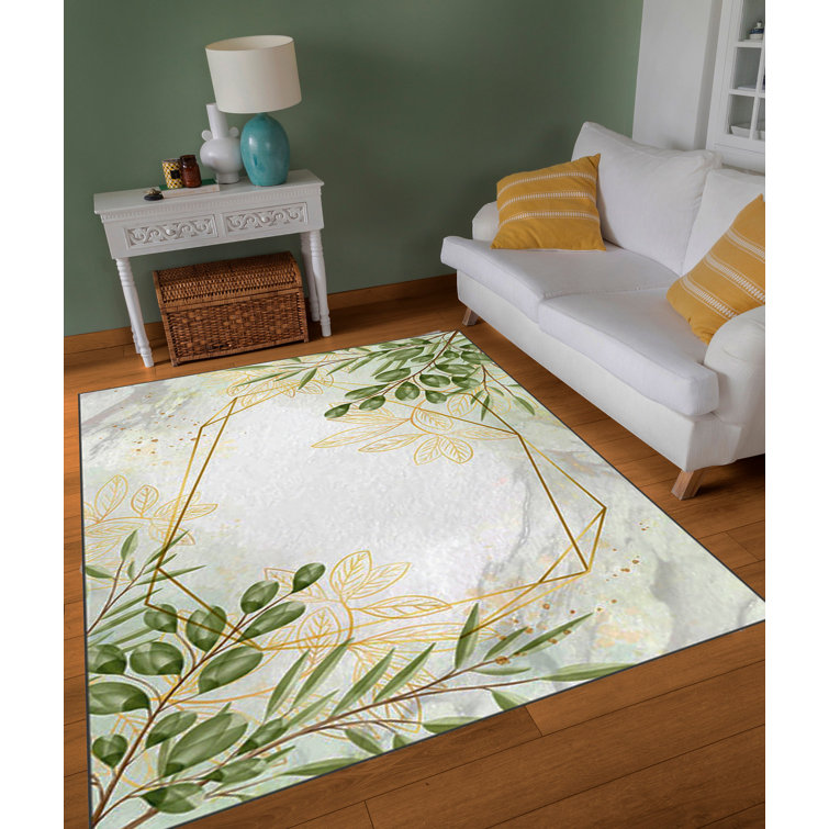 Bless international Velvet Green/White Rug | Wayfair