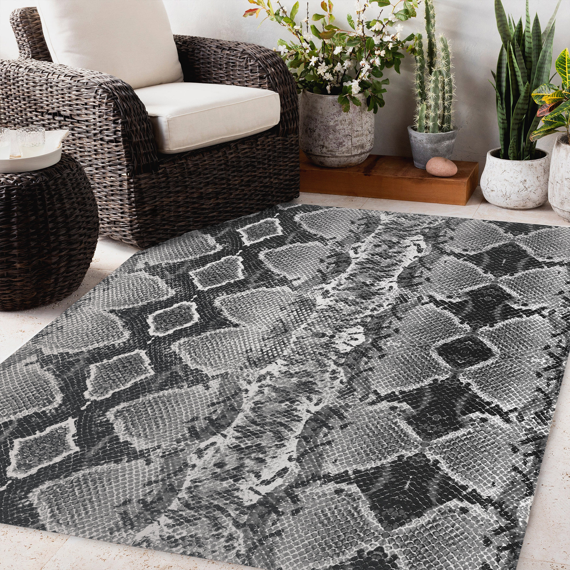 Dakota Fields Turman Gray Indoor/Outdoor Rug | Wayfair