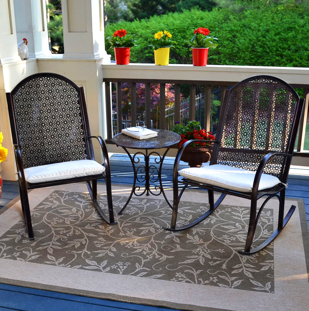 Tortuga Outdoor Metal Garden Rocker - 3Pc Set (2 rockers, 1 side table ...