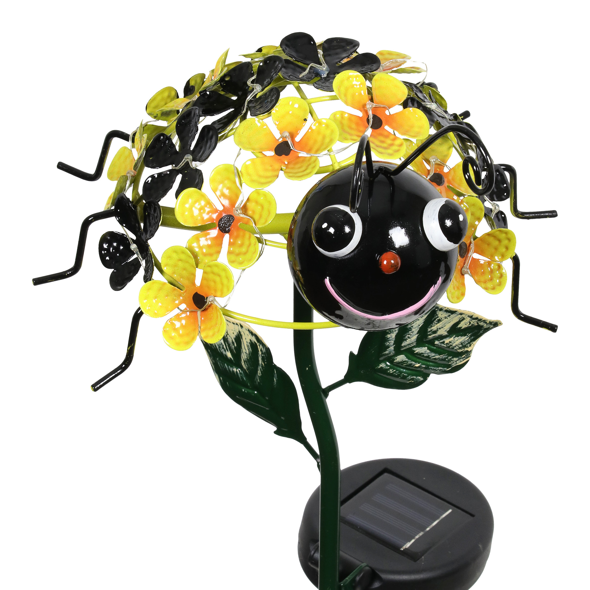 Exhart Solar Bumble Bee of Flowers with Twenty-One LED Lights Garden ...