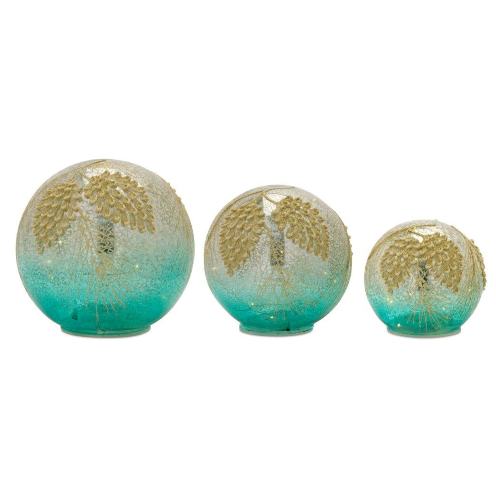 The Holiday Aisle® 3 Piece Glass Orb Set | Wayfair