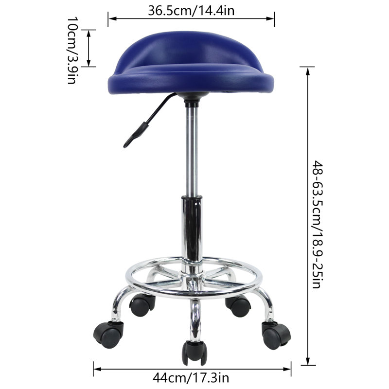 Inbox Zero PU Leather Round Rolling Height Adjustable Lab Stool with ...