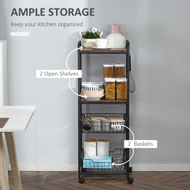 HomCom Metal Kitchen Cart & Reviews | Wayfair