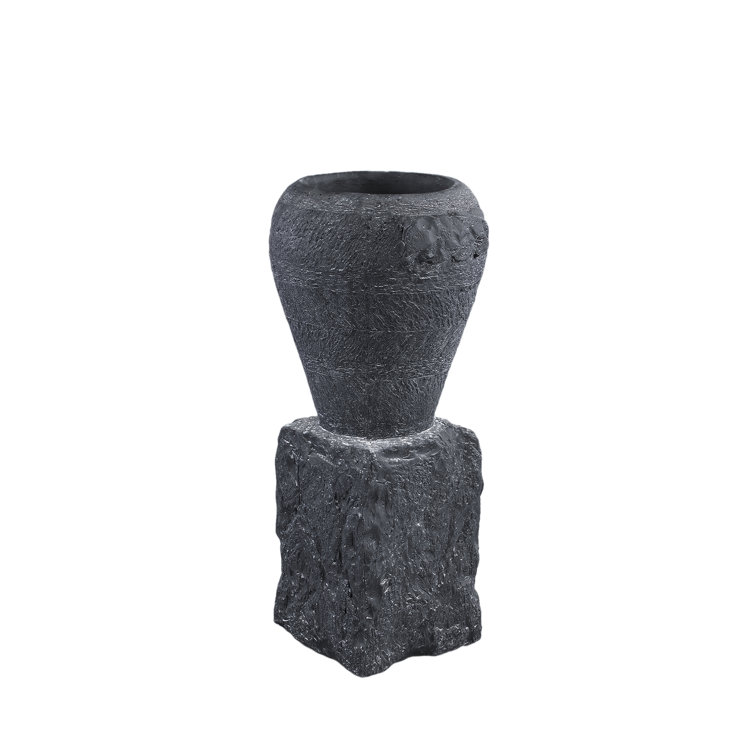 Union Rustic Mailey Black Cement Pot on Rough Base | Wayfair.co.uk