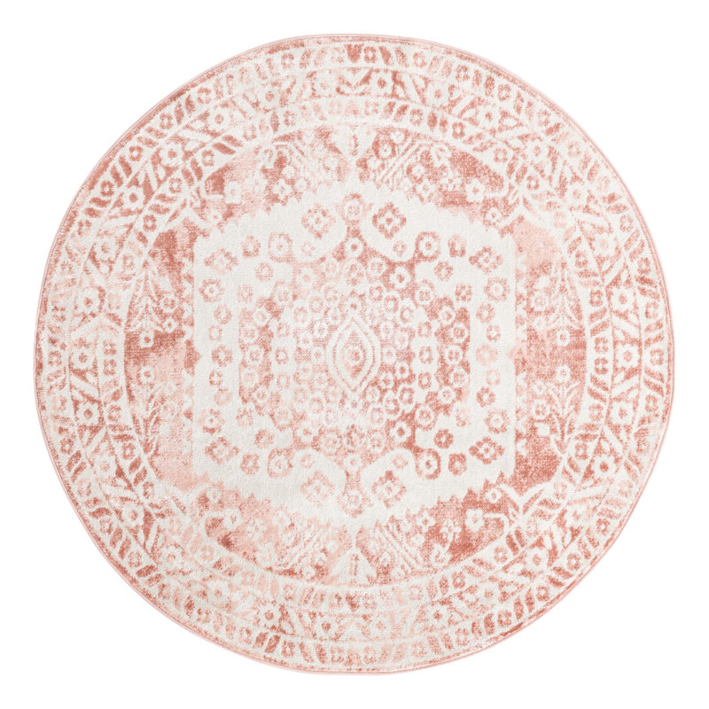 August Grove® Braggs Performance Pink/Ivory Rug & Reviews | Wayfair