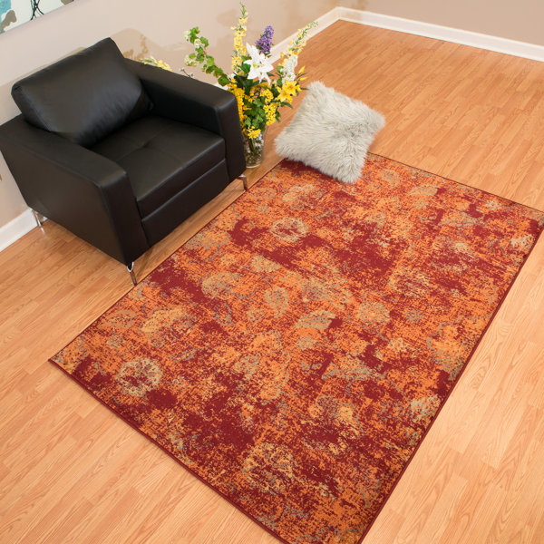 Williston Forge Arnfinn Synthetics Red/Orange Rug | Wayfair