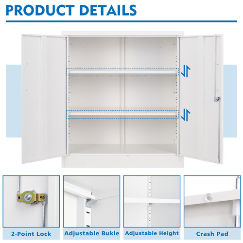 Inbox Zero 35.4" H x 31.5" W x 15.7" D Steel Storage Cabinet with 2 ...