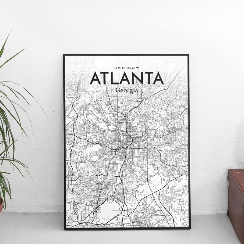 Wrought Studio Atlanta City Map On Paper Graphic Art | Wayfair