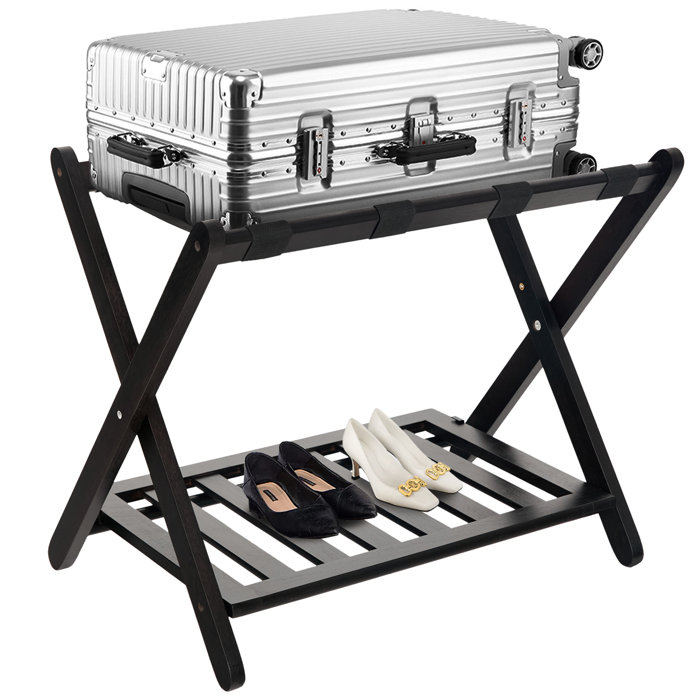 Semiocthome Bamboo Folding Luggage Rack with Storage | Wayfair