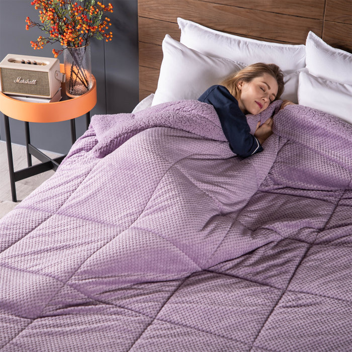 DOMDEC Luxury Flannel Fleece Comforter Plush Sherpa Back - Machine ...