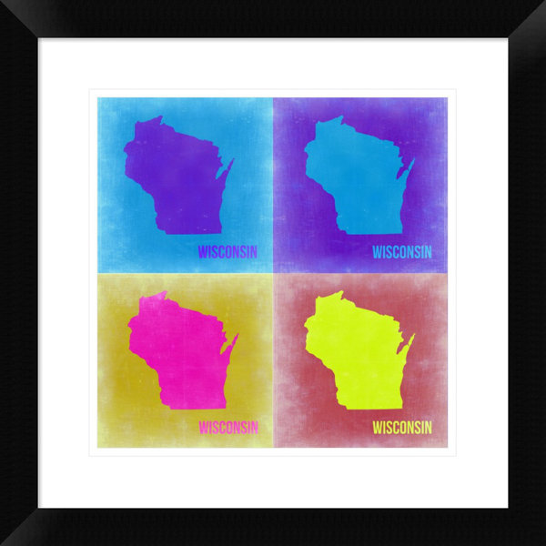 Naxart Wisconsin Pop Art Map 3 - Picture Frame Graphic Art | Wayfair
