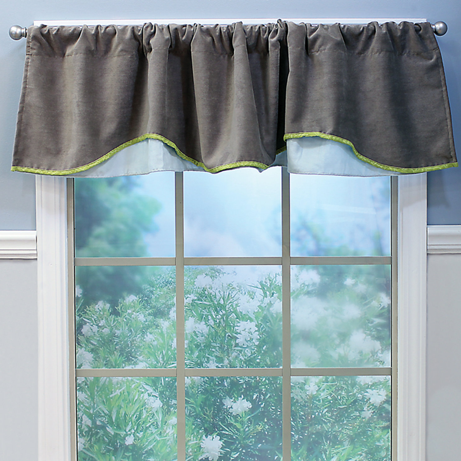Nurture Imagination Cocoa Solid Color Scalloped 50'' Window Valance in ...