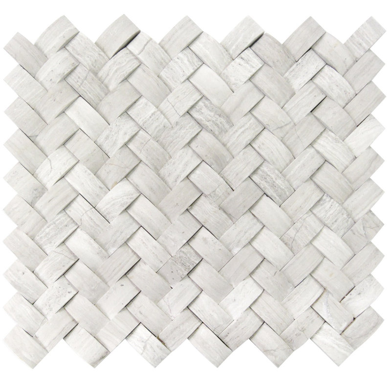 Luxsurface 3D Braid 1" x 2" Wood Mosaic Tile in Gray | Wayfair