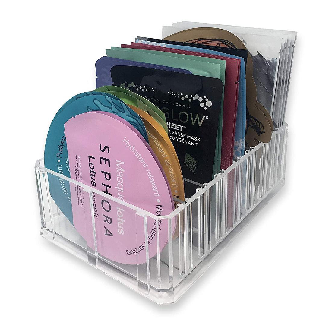 dingqitech Acrylic Makeup Face Mask Organizer W/ Removable Dividers ... dingqitech Acrylic Makeup Face Mask Organizer W/ Removable Dividers ...