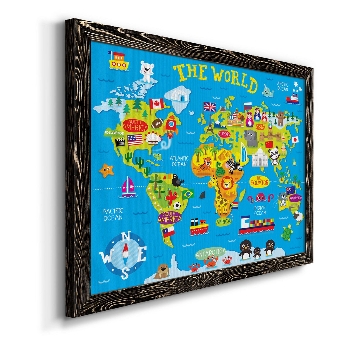 Zoomie Kids World Map - Picture Frame Graphic Art on Canvas | Wayfair
