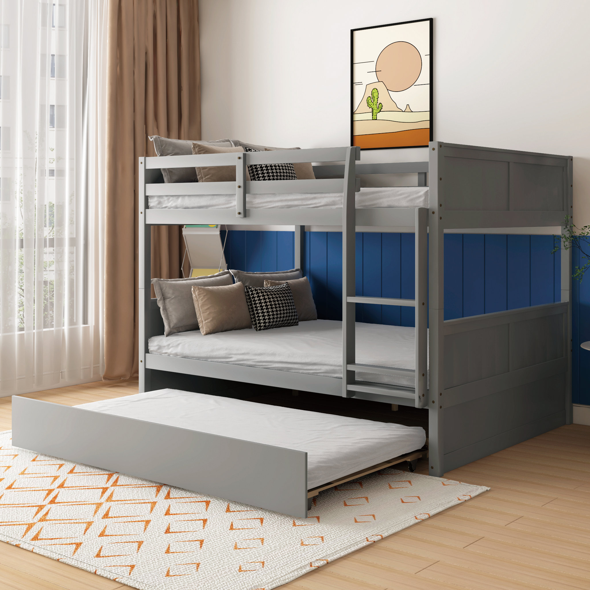 Harriet Bee Eurith Full Over Full Standard Bunk Bed with Trundle by ...