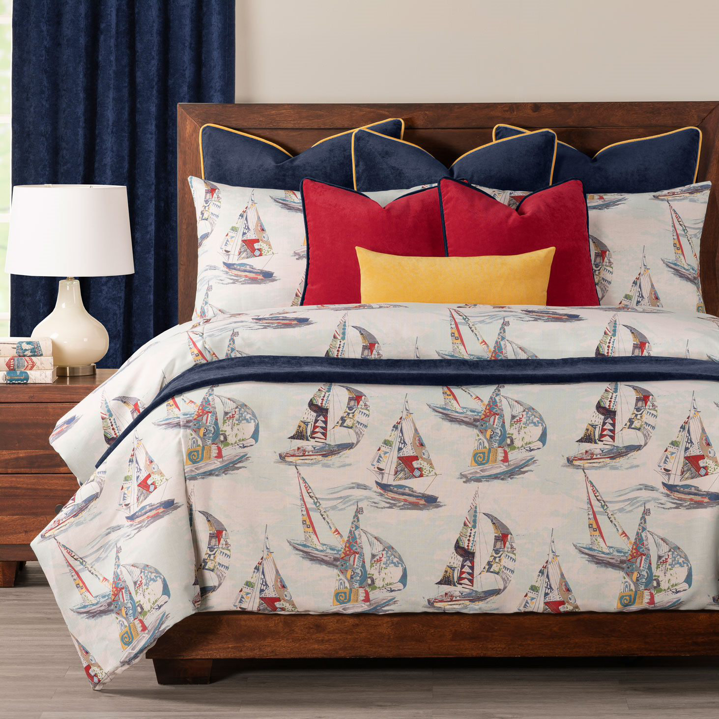 Siscovers Sailboat Nautical Print Multi-Color Duvet Cover Set | Wayfair
