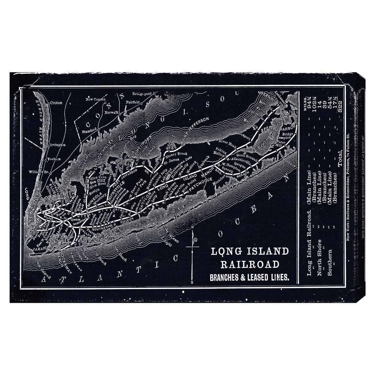 House of Hampton® Long Island Rail Road Map by Oliver Gal - Graphic Art ...