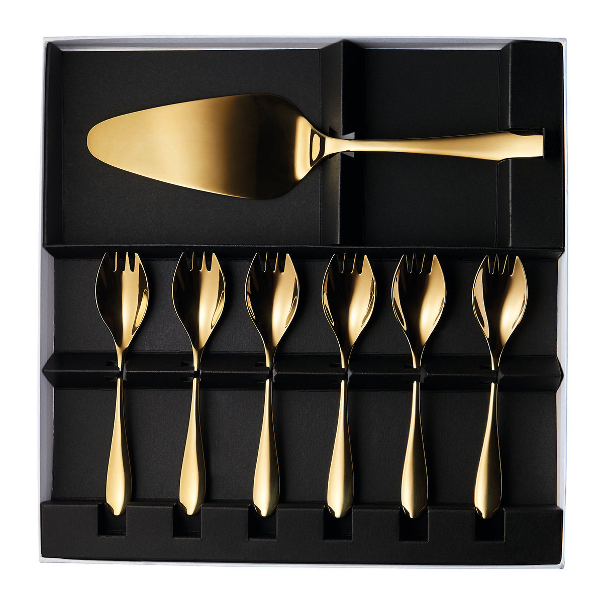 Degrenne ONDE GOLD - Gift Box Of 6 Pastry Forks + Pastry Server | Wayfair