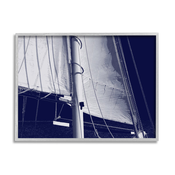 Stupell Industries Navy Blue Nautical Boat Mast by - Floater Frame ...