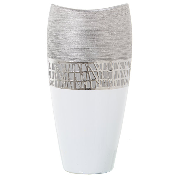 Ivy Bronx Silver Ceramic Vase | Wayfair.co.uk