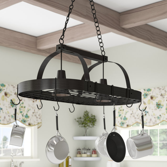 Prep & Savour Acuna 2-Light Kitchen Hanging Pot Rack & Reviews | Wayfair