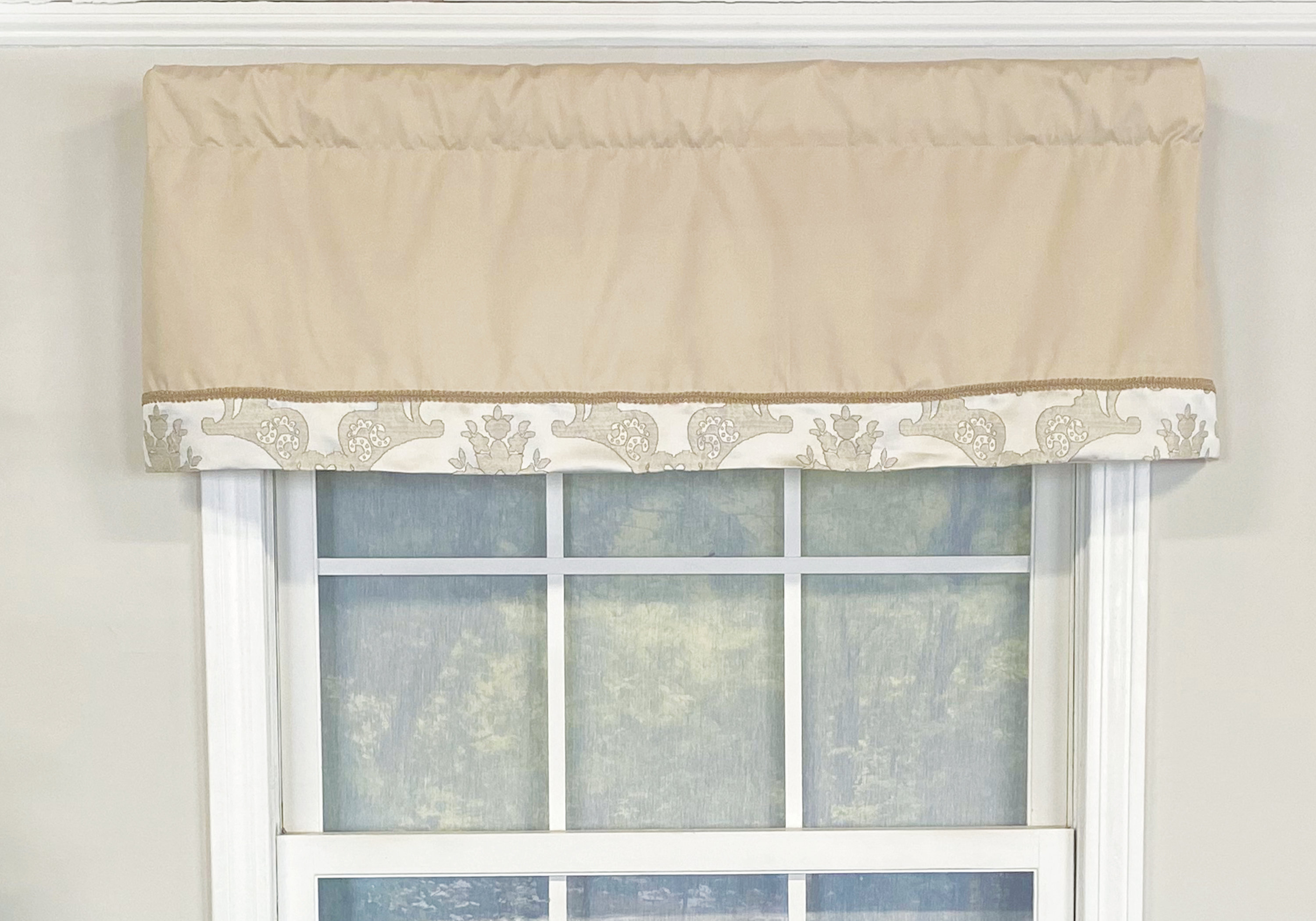 RLF Home Cruz Banded Cotton Blend Tailored 50'' Window Valance in Tan ...