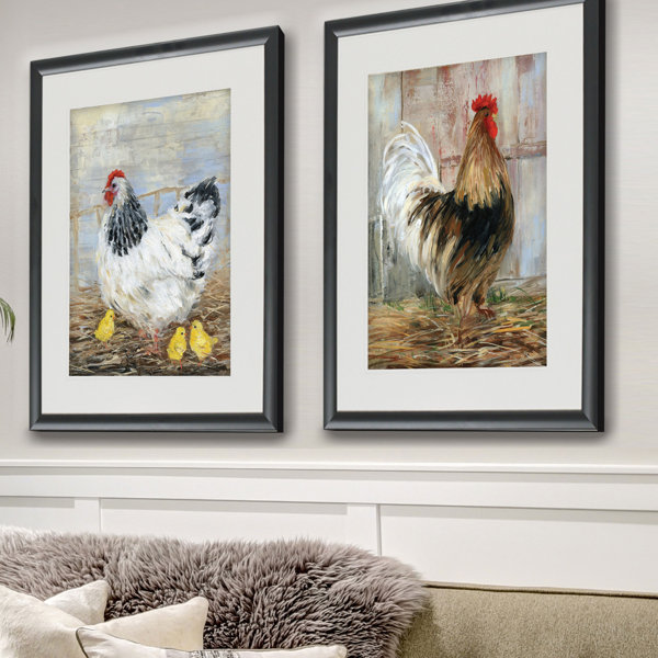 August Grove® Farmhouse Rooster - 2 Piece Picture Frame Graphic Art ...