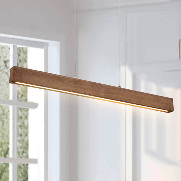 Latitude Run® 1 Light Kitchen Linear Led Pendant With Wood Accents ...