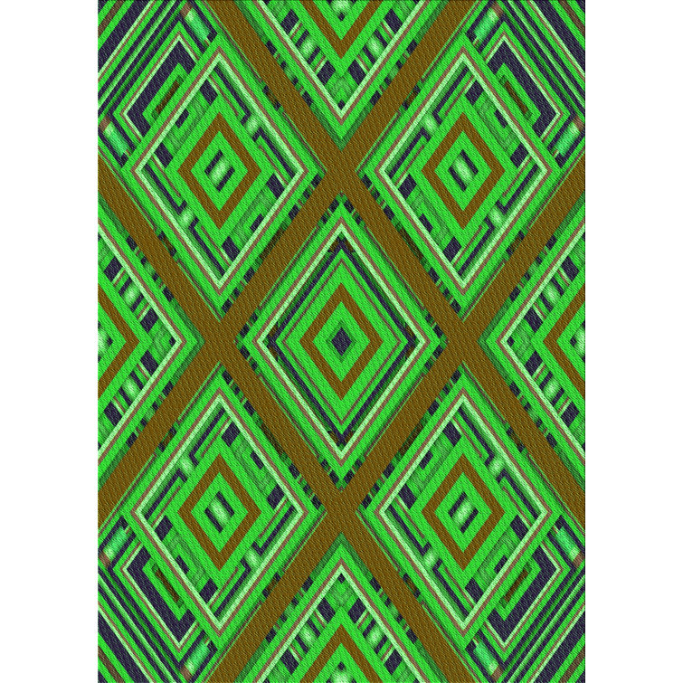 Trinx Wool Green/Brown/Black Rug | Wayfair