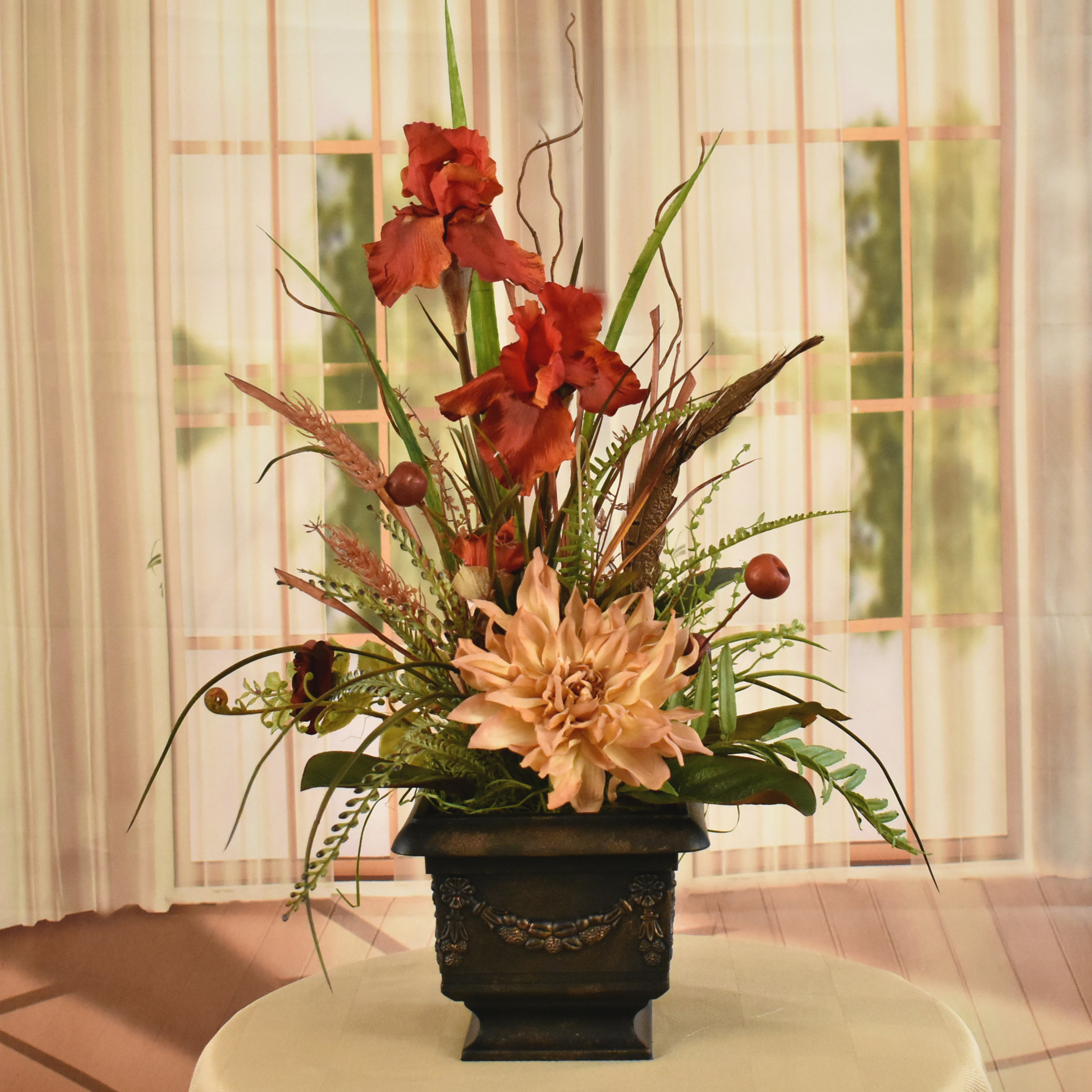 Primrue Iris and Dahlias Centerpieces in Vase | Wayfair