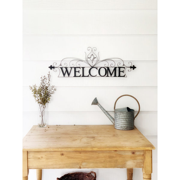 Gracie Oaks Nailwell Elegant Welcome Scroll Sign & Reviews | Wayfair