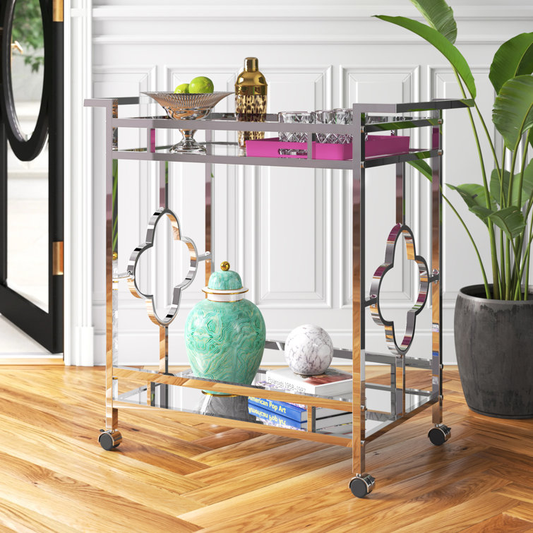 Etta Avenue™ Aimee Floral Bar Cart & Reviews | Wayfair