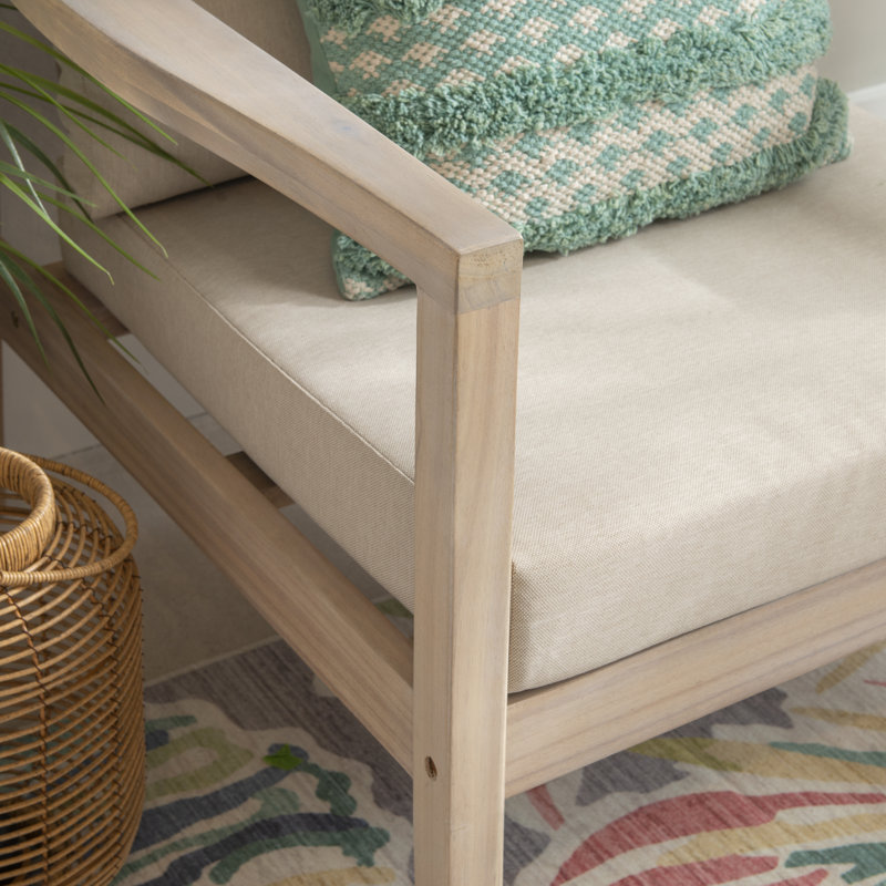 Joss & Main Amina Outdoor Solid Wood Acacia Chair with Cushions ...