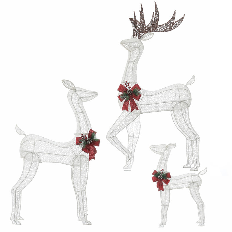 The Holiday Aisle® 3 Piece Deer Family Lighted Display Set & Reviews ...